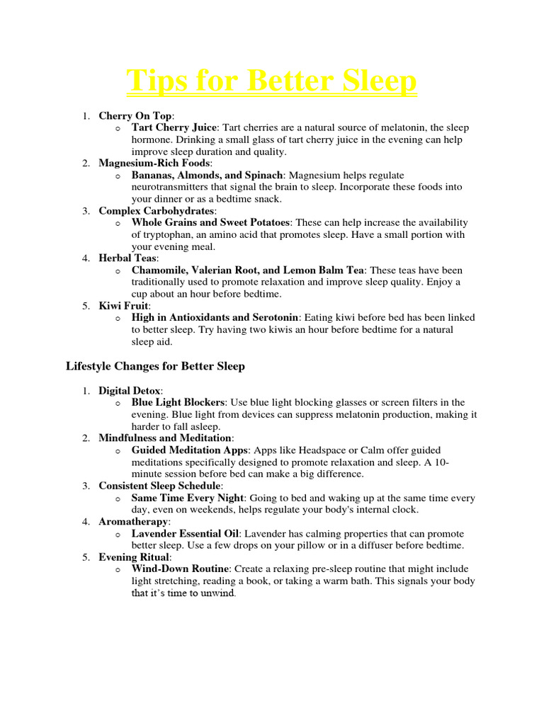 Tips for Better Sleep | PDF | Sleep | Insomnia