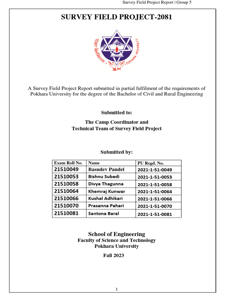 Survey Field Project-2081 | PDF | Contour Line | Surveying