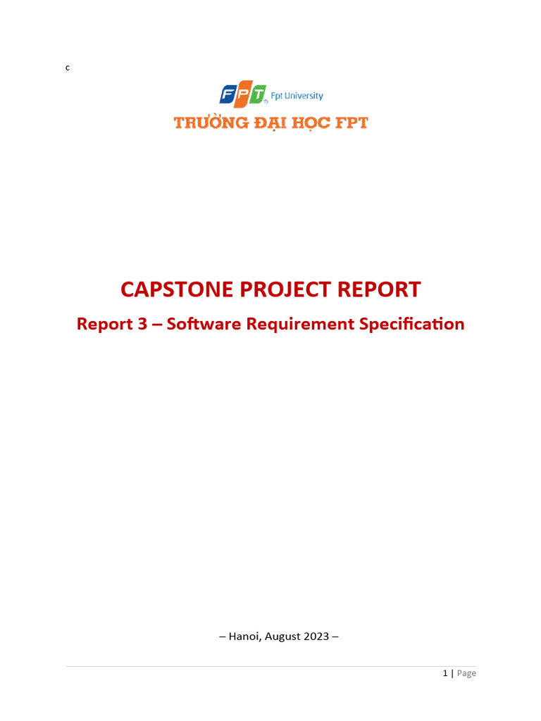 Capstone Project Report: Report 3 - Software Requirement Specification | PDF | Use Case | Login