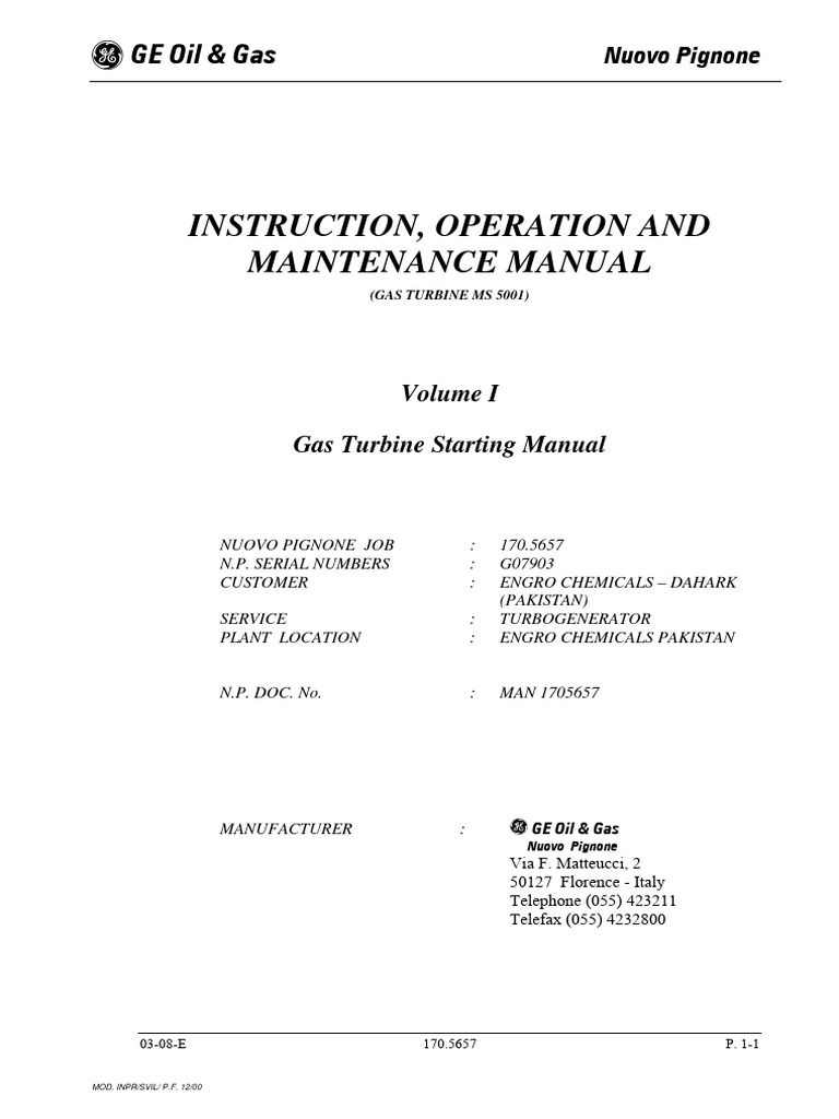 Gas Turbine MS5001 Operation Manual | PDF | Gas Turbine | Turbine