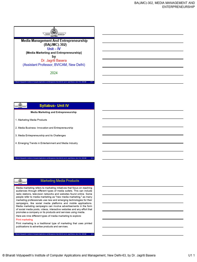 MME UNIT IV (Bvicam) | Download Free PDF | Entrepreneurship | Social Media Marketing