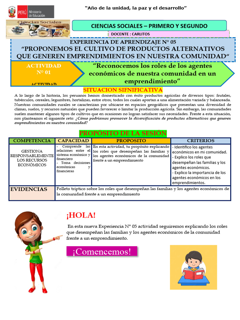 EXPERIENCIA DE APRENDIZAJE N° 05 - ACTIVIDAD N° 01 - 1ERO Y 2DO - SOCIALES | PDF | Business ...