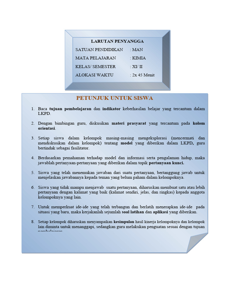 LKPD Larutan Penyangga | PDF