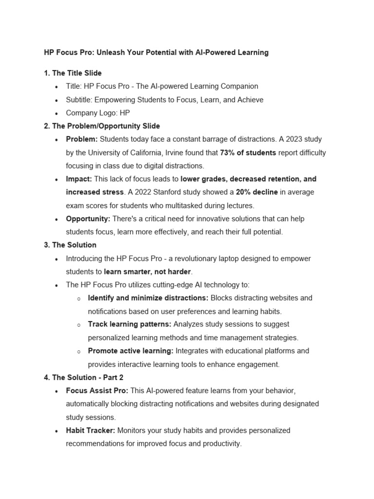 HP Focus Pro | PDF | Artificial Intelligence | Intelligence (AI ...