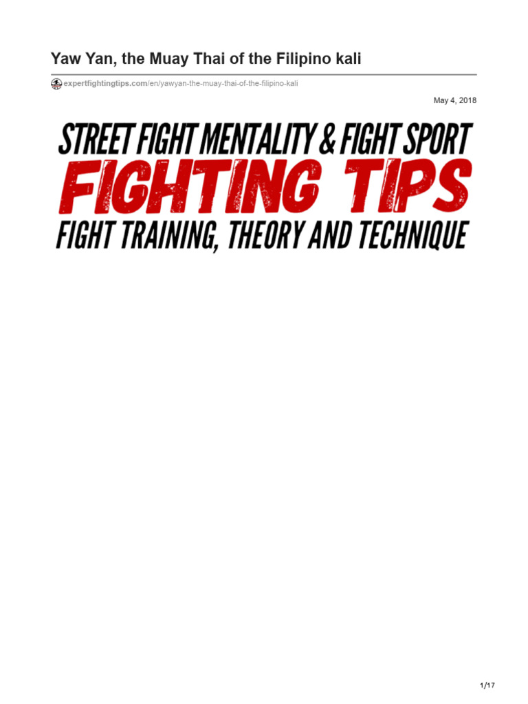 Yaw Yan The Muay Thai of The Filipino Kali | PDF | Combat Sports ...