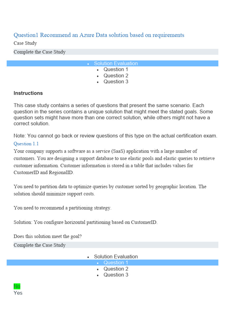 DP-201 Answers and Explanation | PDF | Databases | Database Index