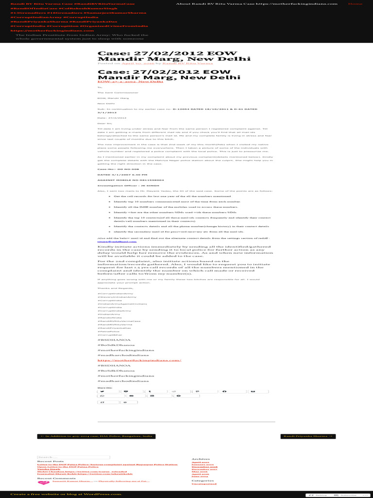 Case: 27:02:2012 EOW Mandir Marg, New Delhi – Randi RV Ritu Varma Case ...