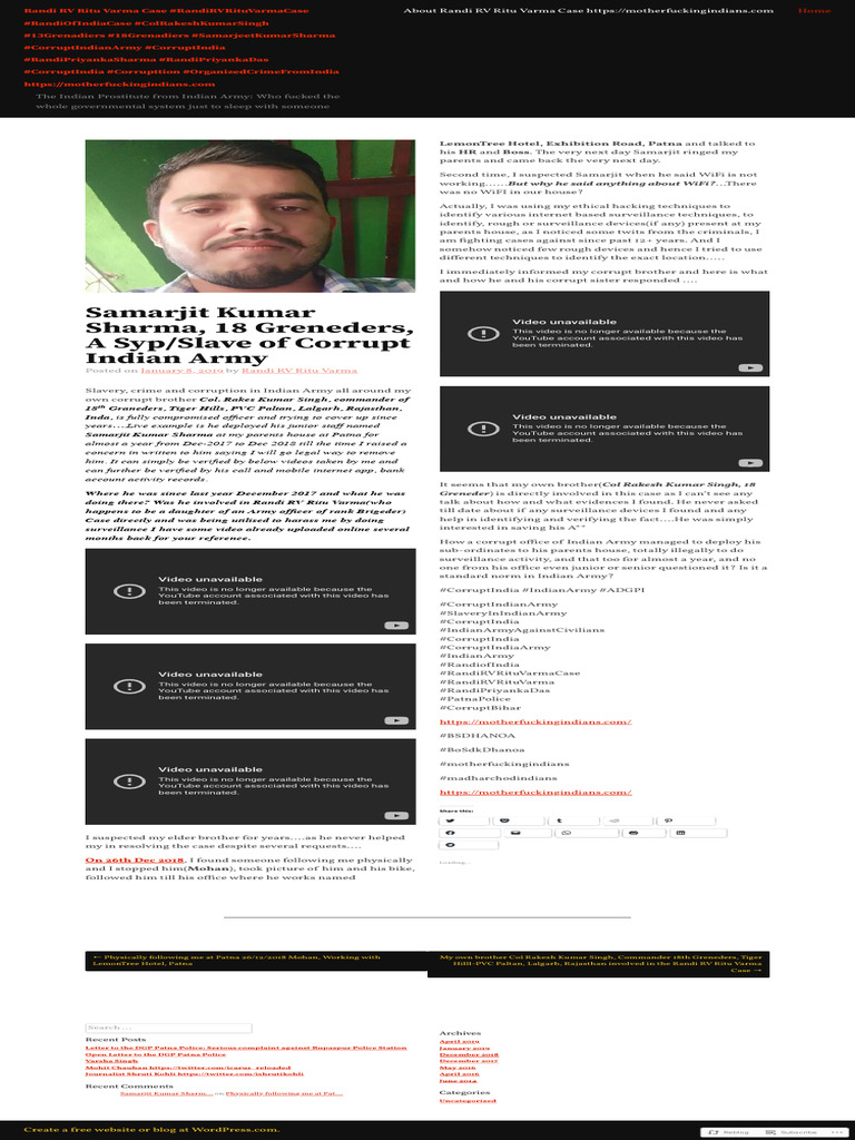 Samarjit Kumar Sharma, 18 Greneders, A Syp:Slave of Corrupt Indian Army - Randi RV Ritu Varma ...