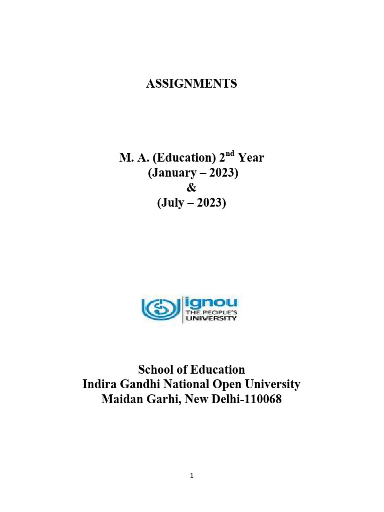 Assignment Second Year (English) M.A. Education (January and July 2023) | PDF | Educational ...