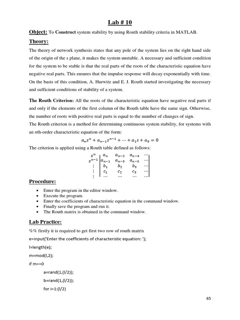 Lab # 10 | PDF | Stability Theory | Mathematical Physics