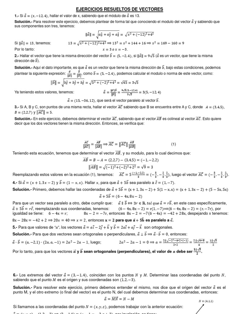 Ejemplos de Vectores para El Ecampus | PDF | Vector Euclidiano | Ortogonalidad