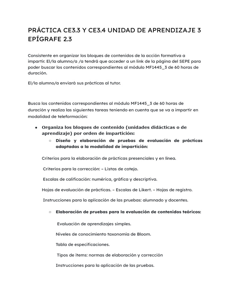 E8. Actividad Individual Asociada A Los CE3.3 y CE3.4 (Unidad de Aprendizaje 3, Epígrafe 2.3 ...