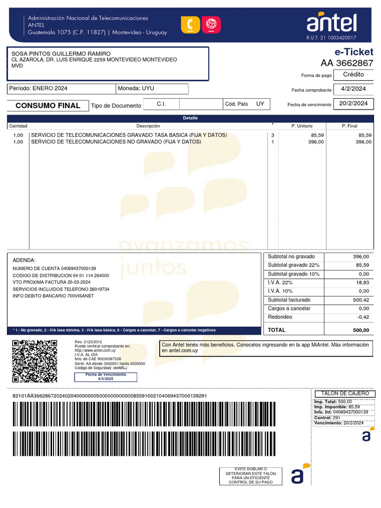 Antel Teléfono | PDF | Pagos | Servicios (economía)