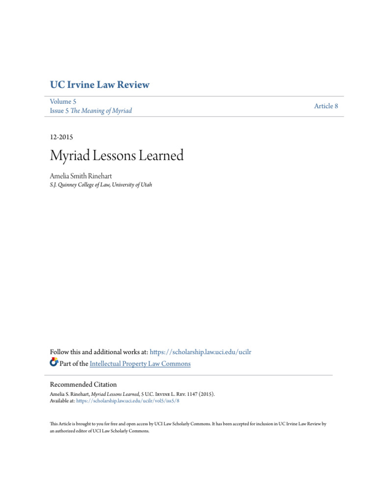 Myriad Lessons Learned | PDF | Gene | Genetic Marker