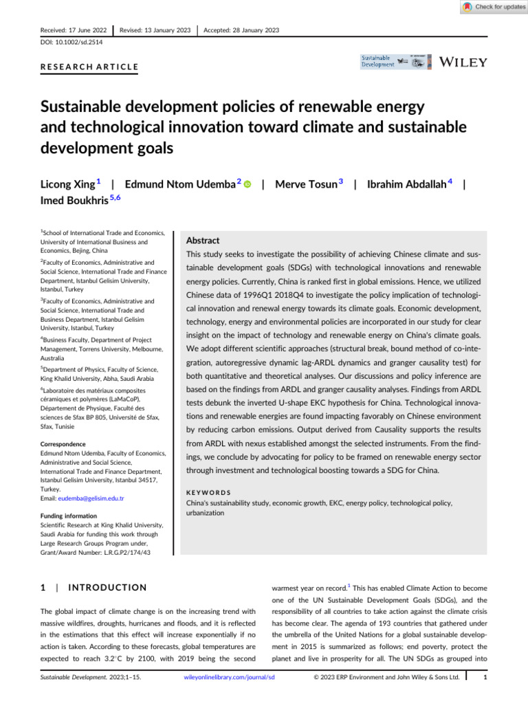 Sustainable Development - 2023 - Xing - Sustainable Development ...