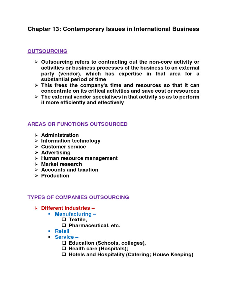 Chapter 13 Contemporary Issues in Internationa Business | PDF ...