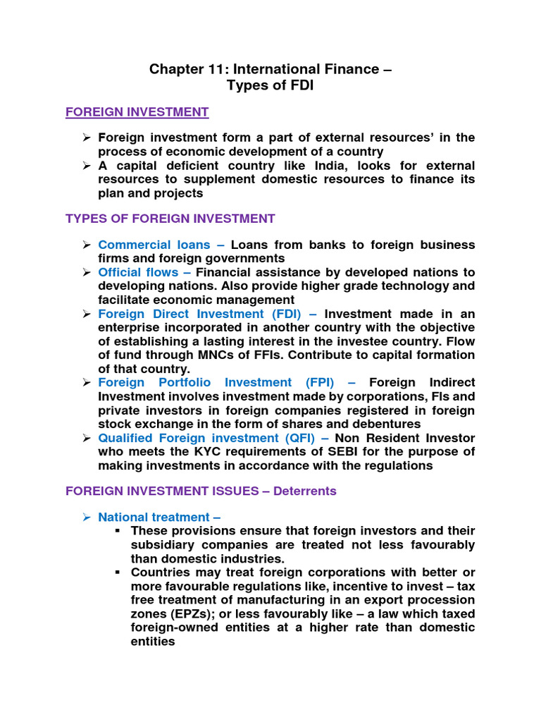 Chapter 11 International Finance - Types of FDI | PDF | Mergers And Acquisitions | Foreign ...
