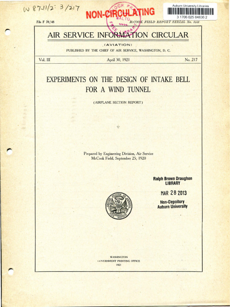 Experiments On The Design of Intake Bell For A Wind Tunnel (30 April ...
