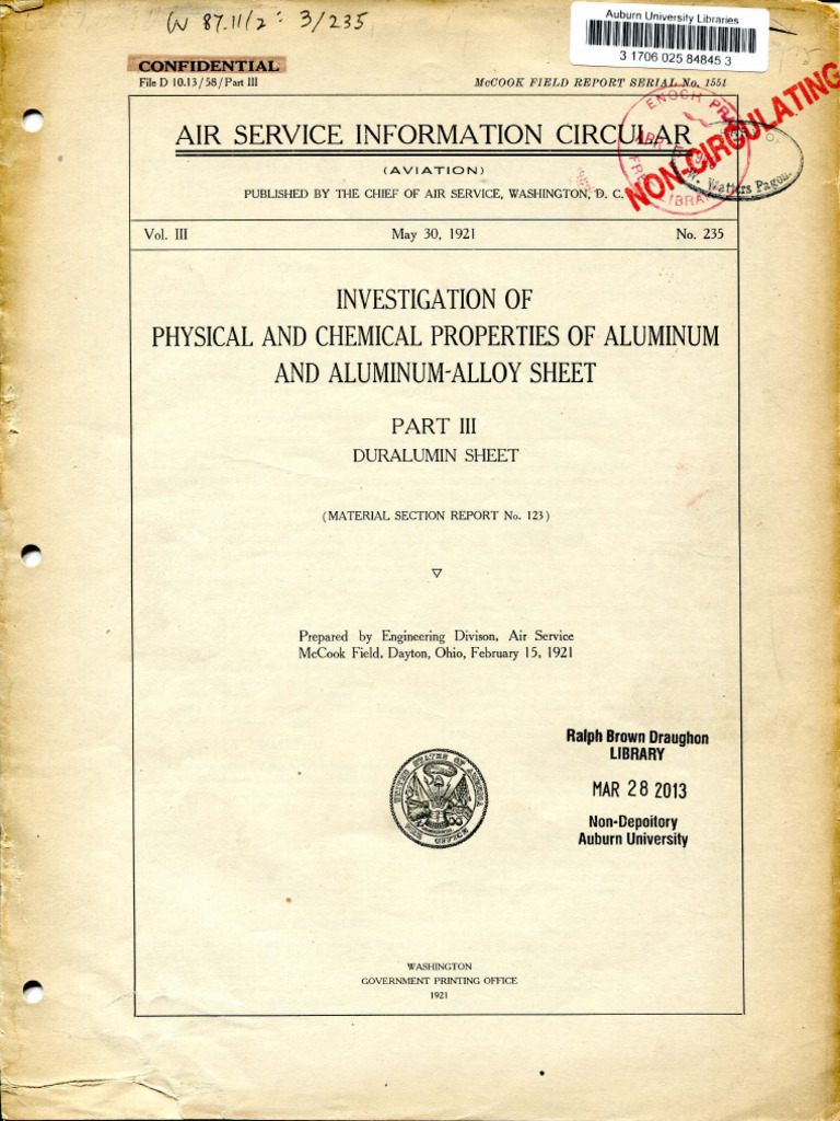 Investigation of Physical and Chemical Properties of Aluminum and ...