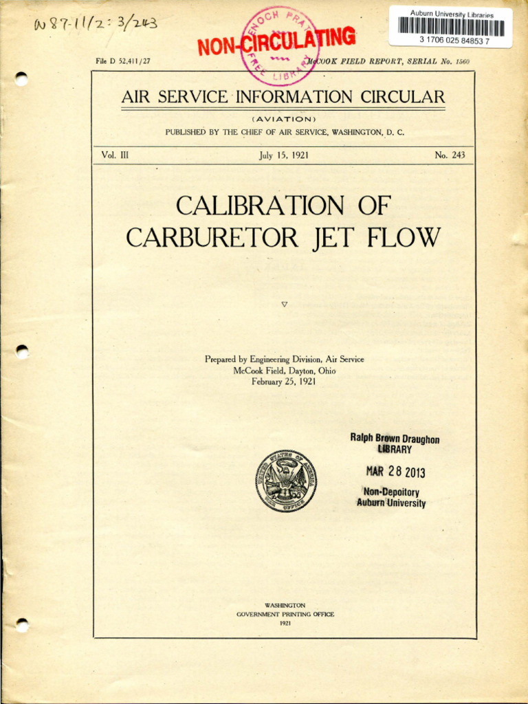 Aviation Carburetor Jet Calibration | PDF | Flow Measurement | Calibration