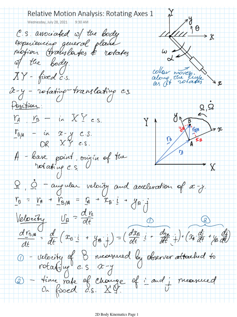 24 Relative Motion Analysis Rotating Axes 01 Pdf