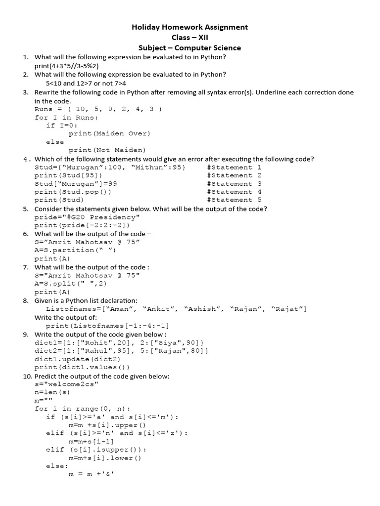Xii HHW 2024-25 | PDF | Computer Programming | Software Engineering