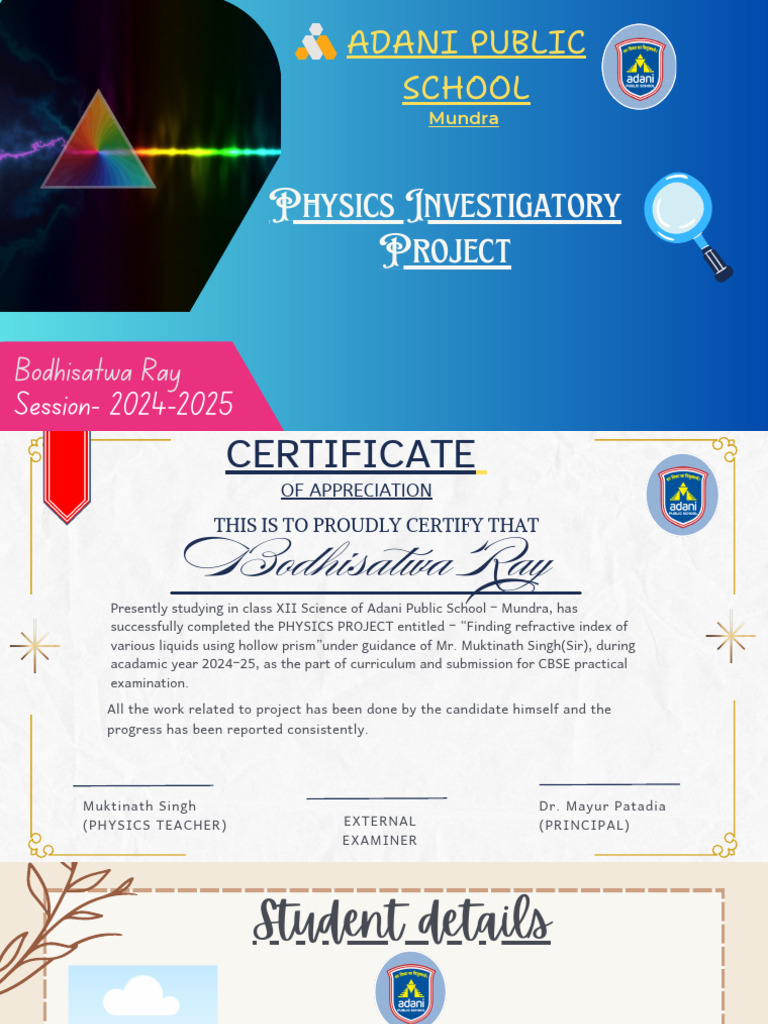 Physics Class XII Project | Download Free PDF | Refraction | Refractive Index