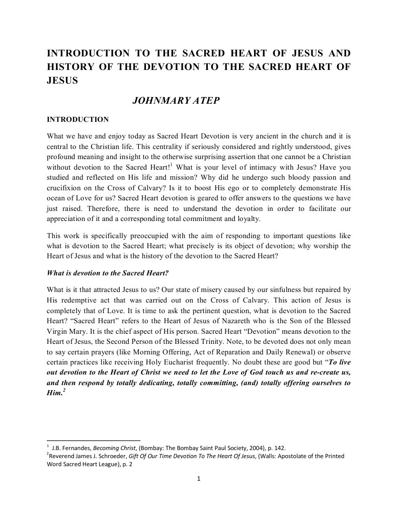 Introduction To The Sacred Heart of Jesus and History of The Devotion ...