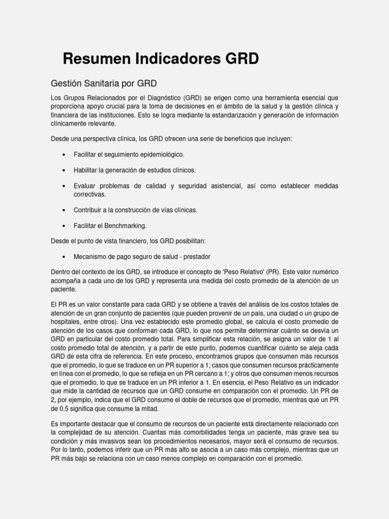 Indicadores y Significado de GRD | PDF | Hospital