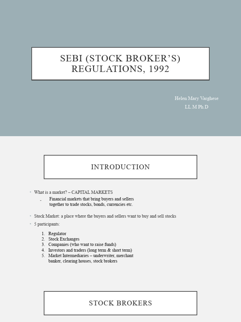 SEBI Stock Broker Regulations 1992 | PDF | Stocks | Stockbroker