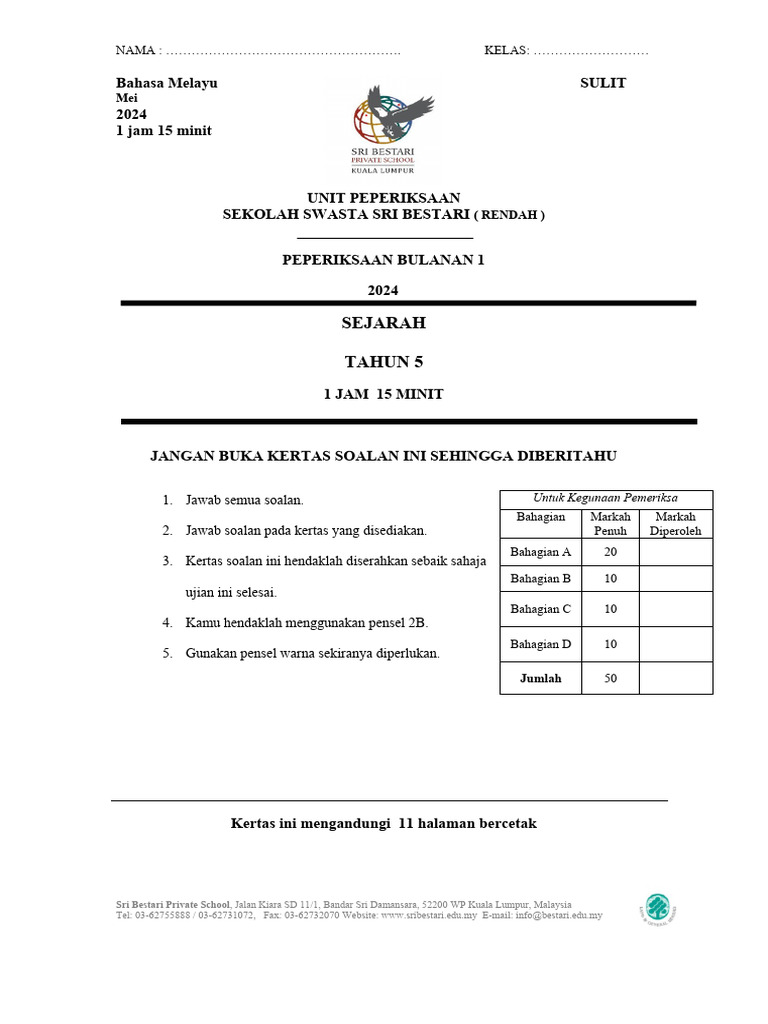 Sejarah Paper Year 5 | PDF