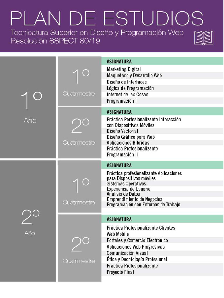 Plan de Estudio Diseno y Programacion Web | PDF