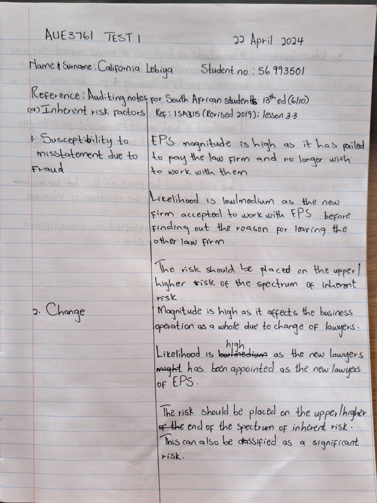 Aue3761 Test 1 | PDF