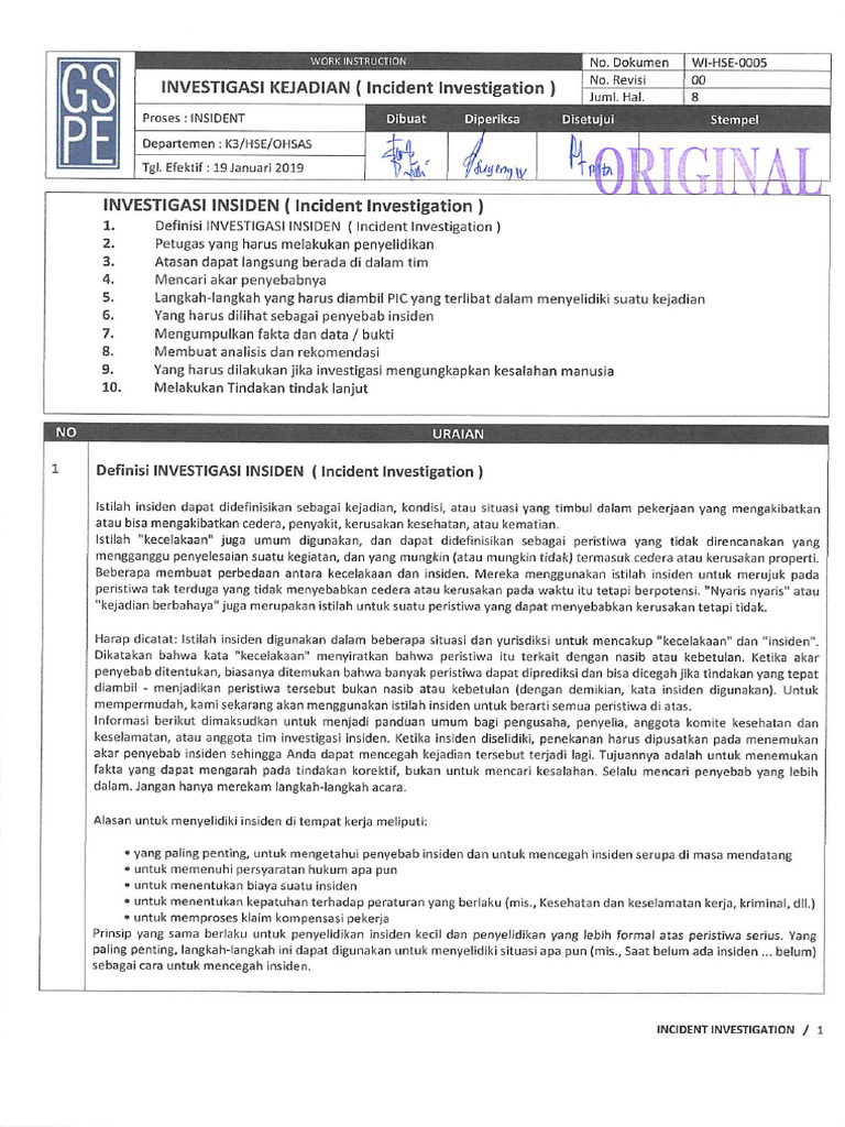 Wi-Hse-0005 Investigasi Kejadian | PDF
