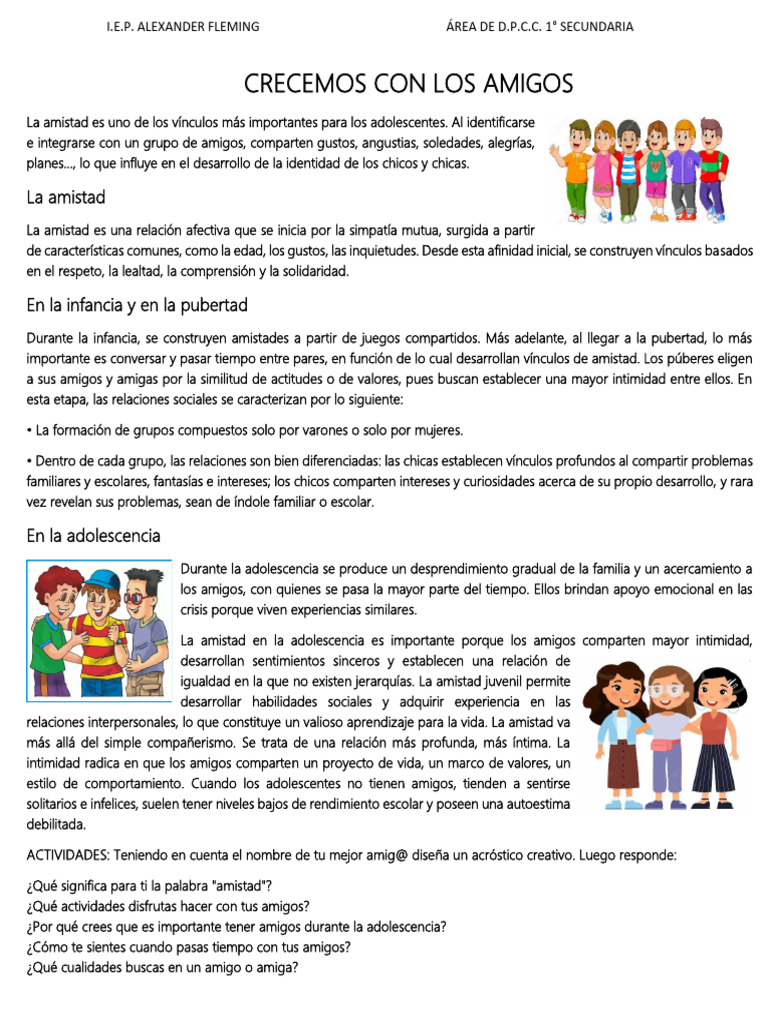 La Importancia de la Amistad Adolescente | PDF | Amistad | Adolescencia