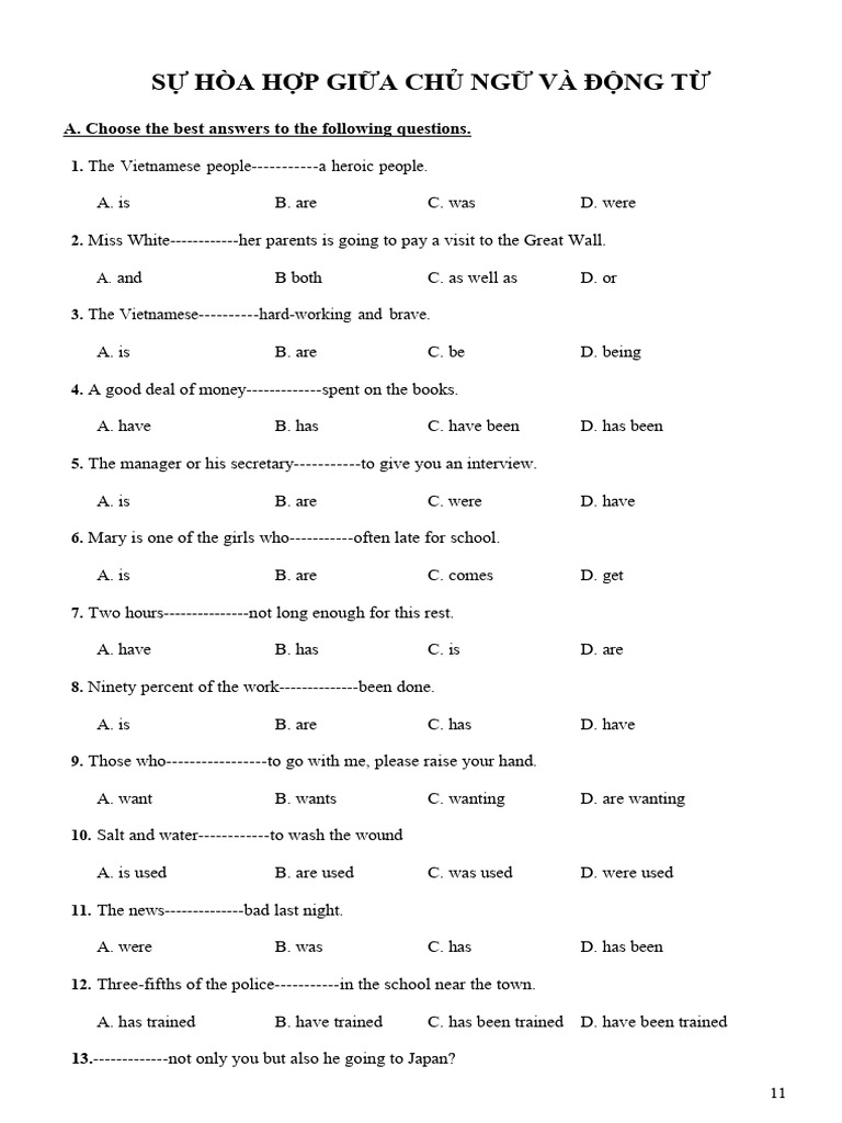 S Hòa H P Gi A CH NG Và Đ NG T : A - Choose The Best Answers To The Following Questions | PDF