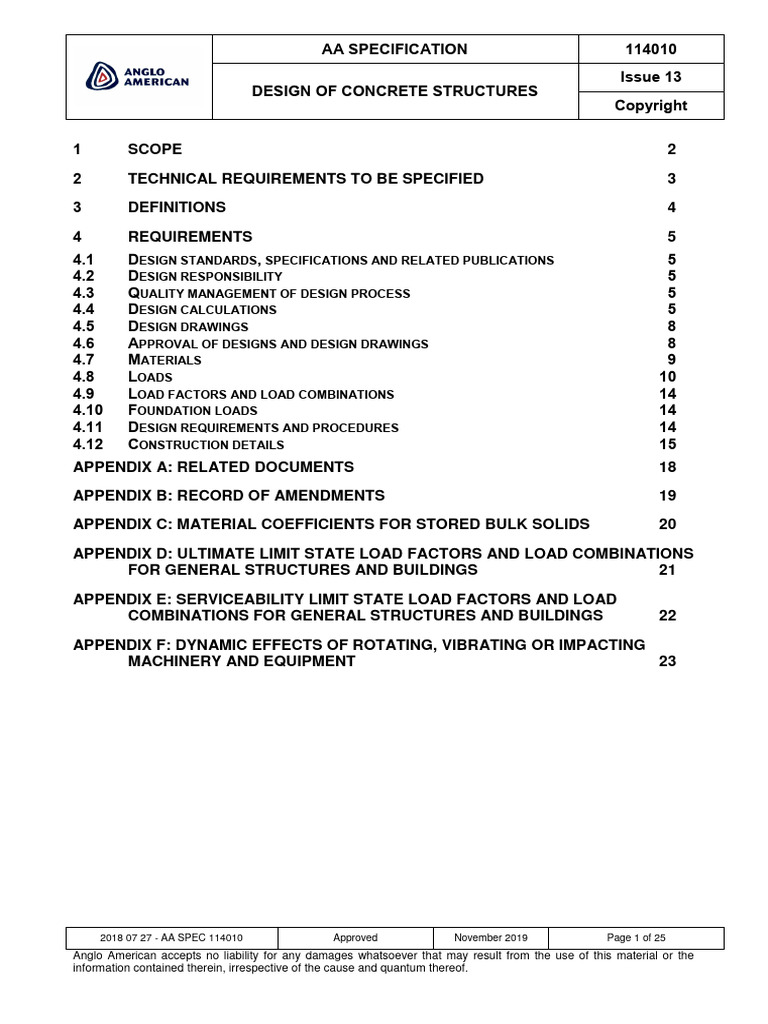 AA SPEC 114010 Concrete Structures | PDF | Concrete | Specification ... AA SPEC 114010 Concrete Structures | PDF | Concrete | Specification ...