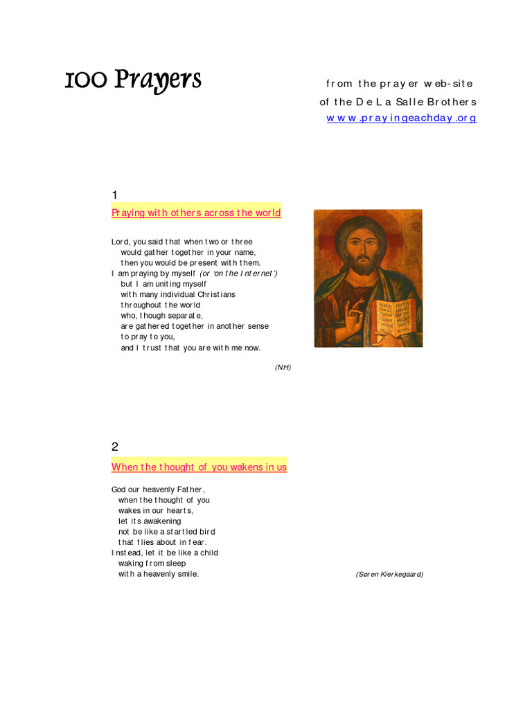 100 Prayers Author De La Salle Brothers Download Free Pdf Prayer