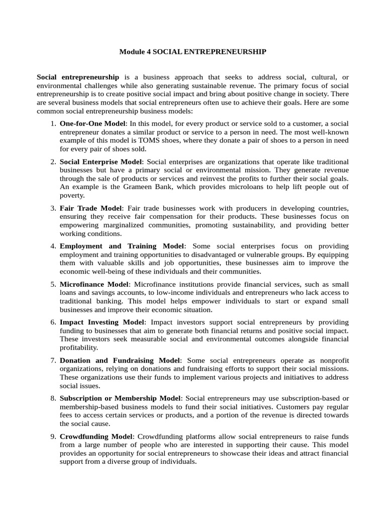 Social Entrepreneurship Notes | PDF | Social Entrepreneurship ...