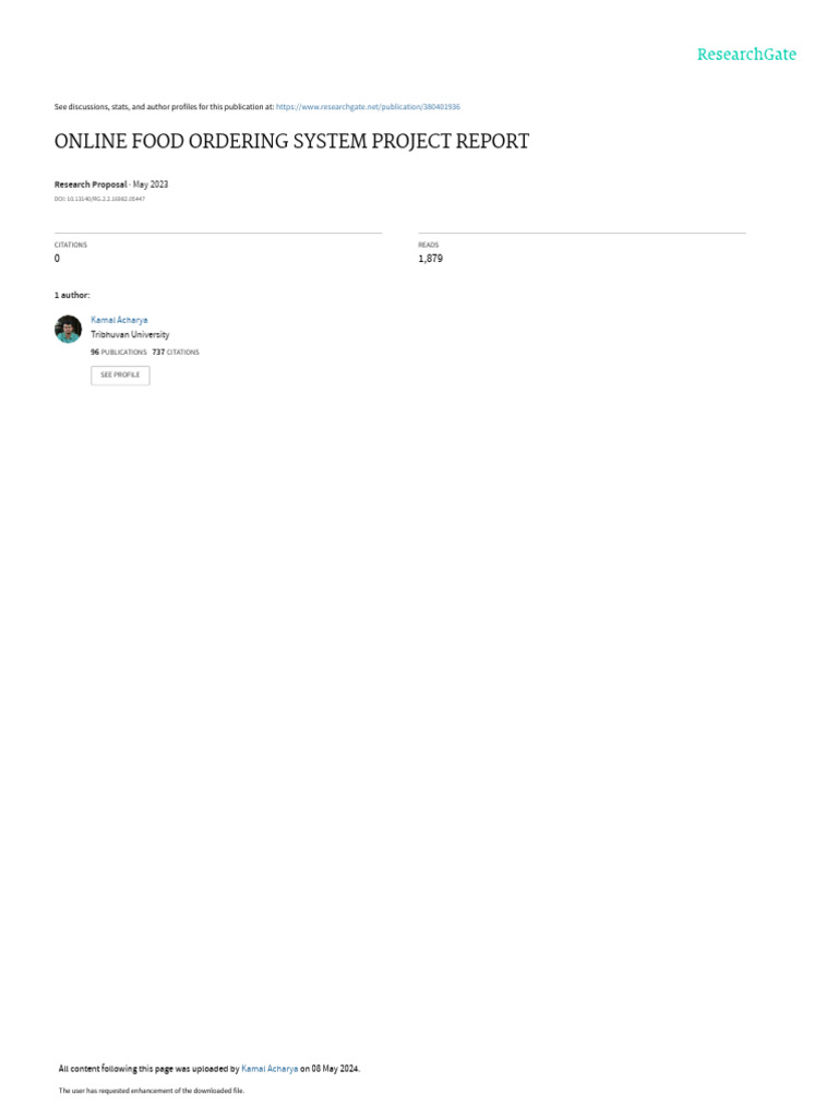 Online Food Ordering System Project | PDF | Menu | Application Software