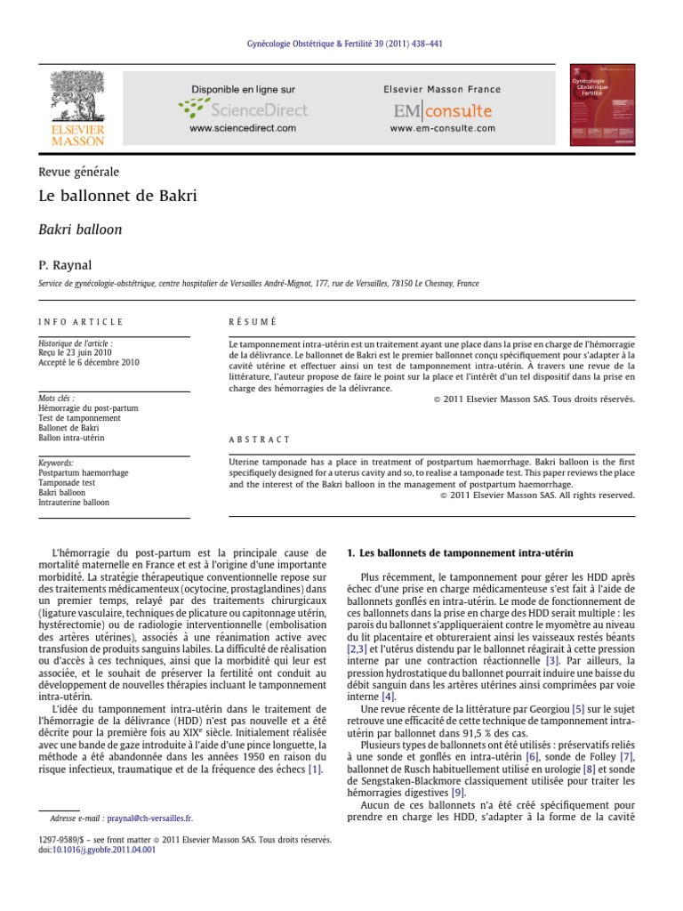 Le Ballonnet de Bakri | PDF | Césarienne | Anatomie