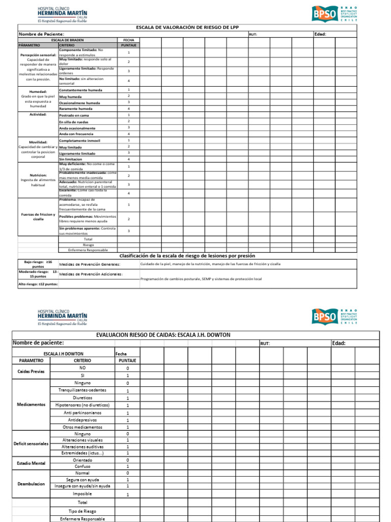 Escalas Adulto LPP y Caidas | Descargar gratis PDF | Enfermedades y ...