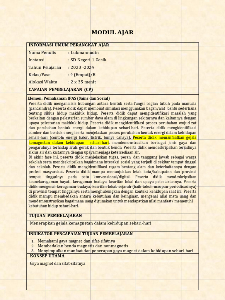 Modul Ajar Kps 1 | PDF