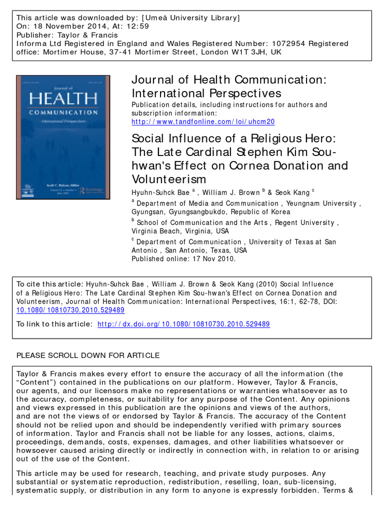 Journal of Health Communication: International Perspectives | PDF ...