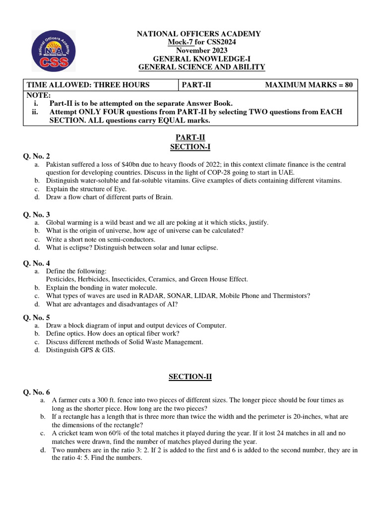 GSA Nov 2023 Mock 7 | PDF | Area