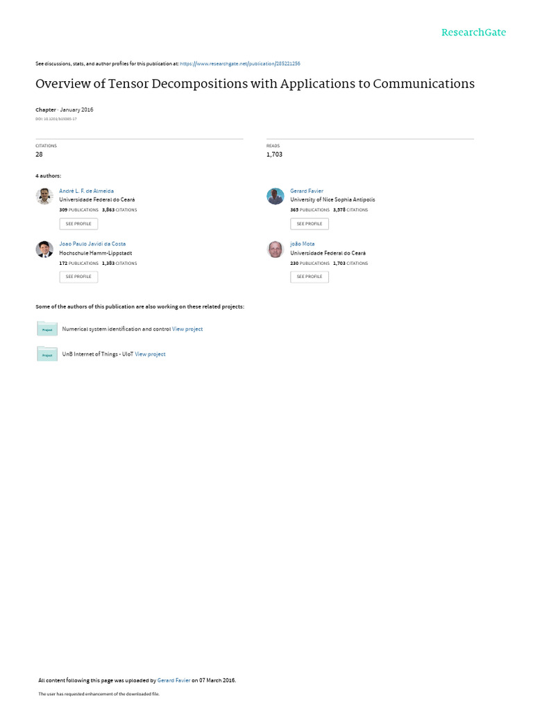 CRC - Book - Chapter - Favier - Overview of Tensor Decompositions With Applications To ...