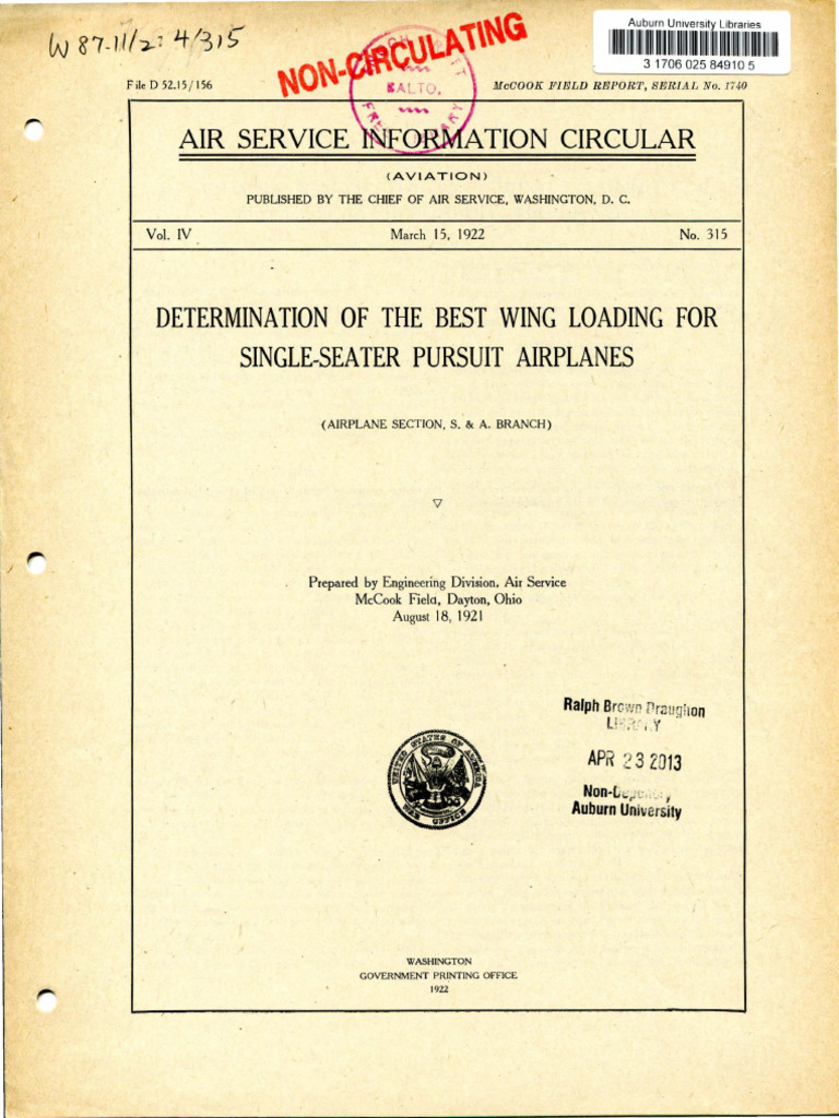 Best Wing Loading for Pursuit Airplanes | PDF | Spar (Aeronautics ...