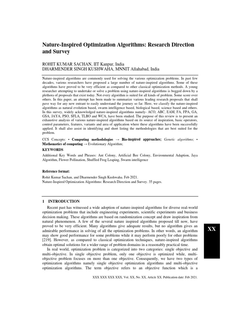 Nature-Inspired Optimization Algorithms: Research Direction and Survey | PDF | Mathematical ...