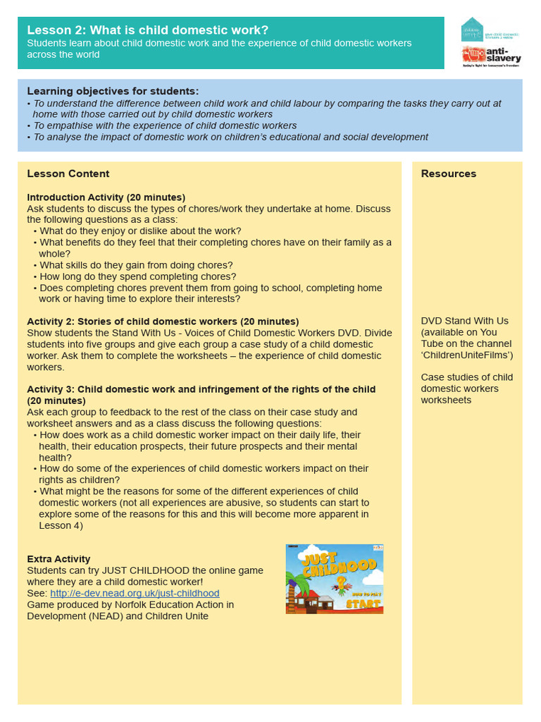 Child Domestic Work Vs Child Labour | PDF | Domestic Worker | Childhood