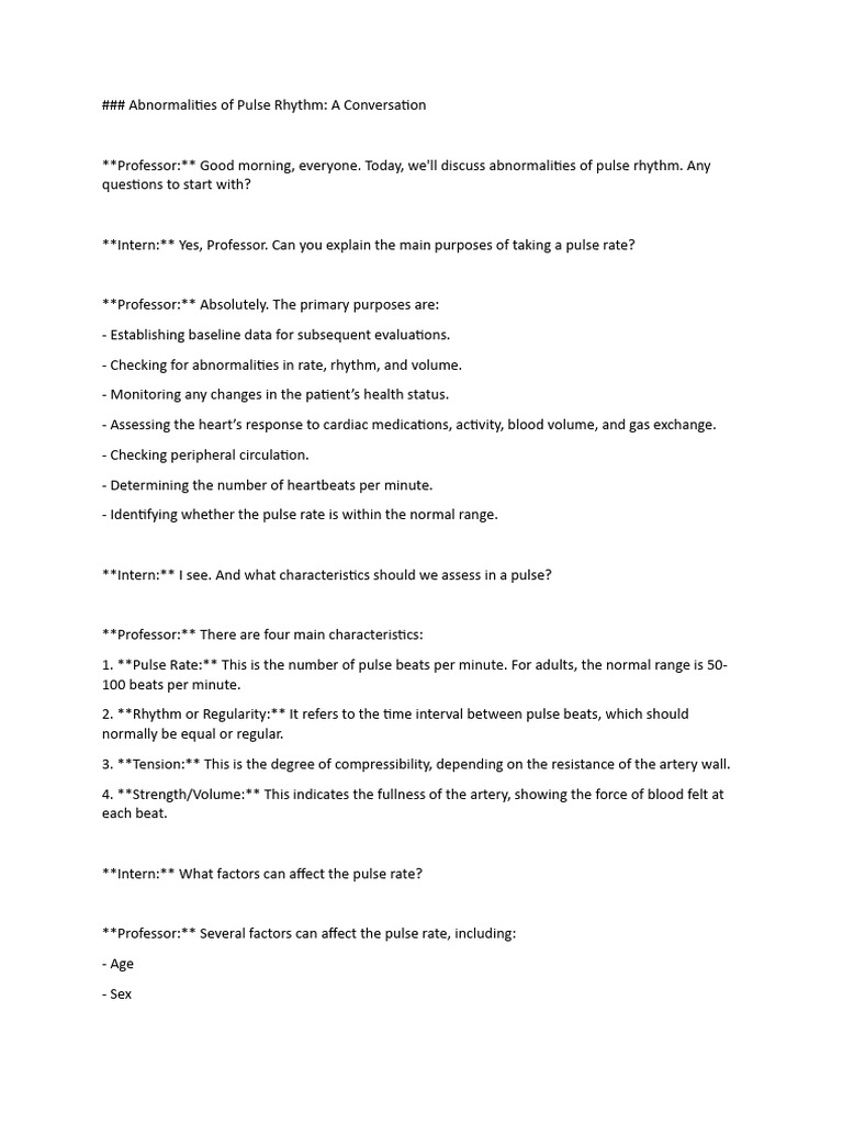 Abnormalities of Pulse Rhythm Conv | PDF | Pulse | Atrium (Heart)